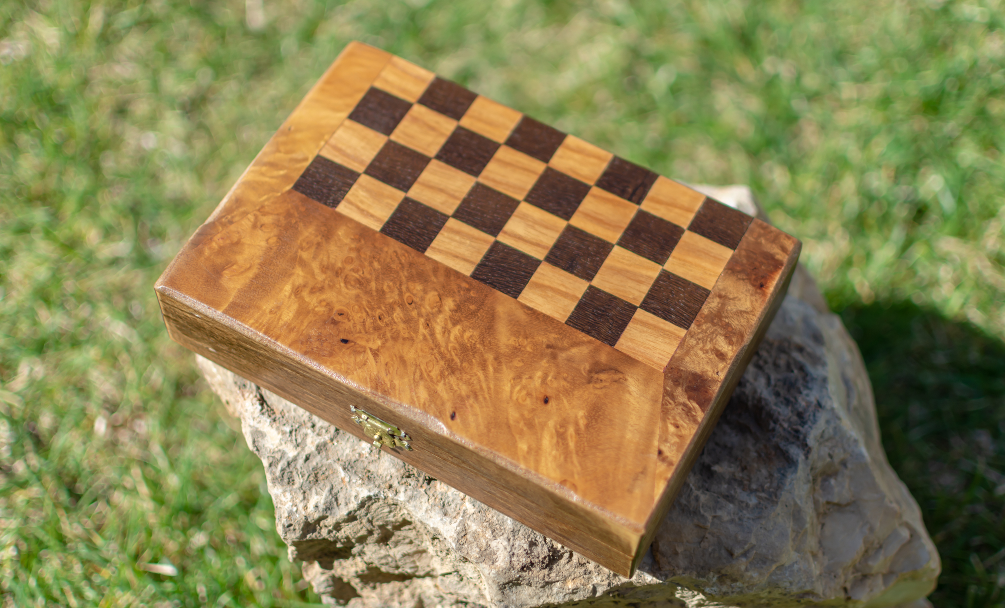 Handmade Mini Chess-Blackboard made of olive wood with flat cases ...